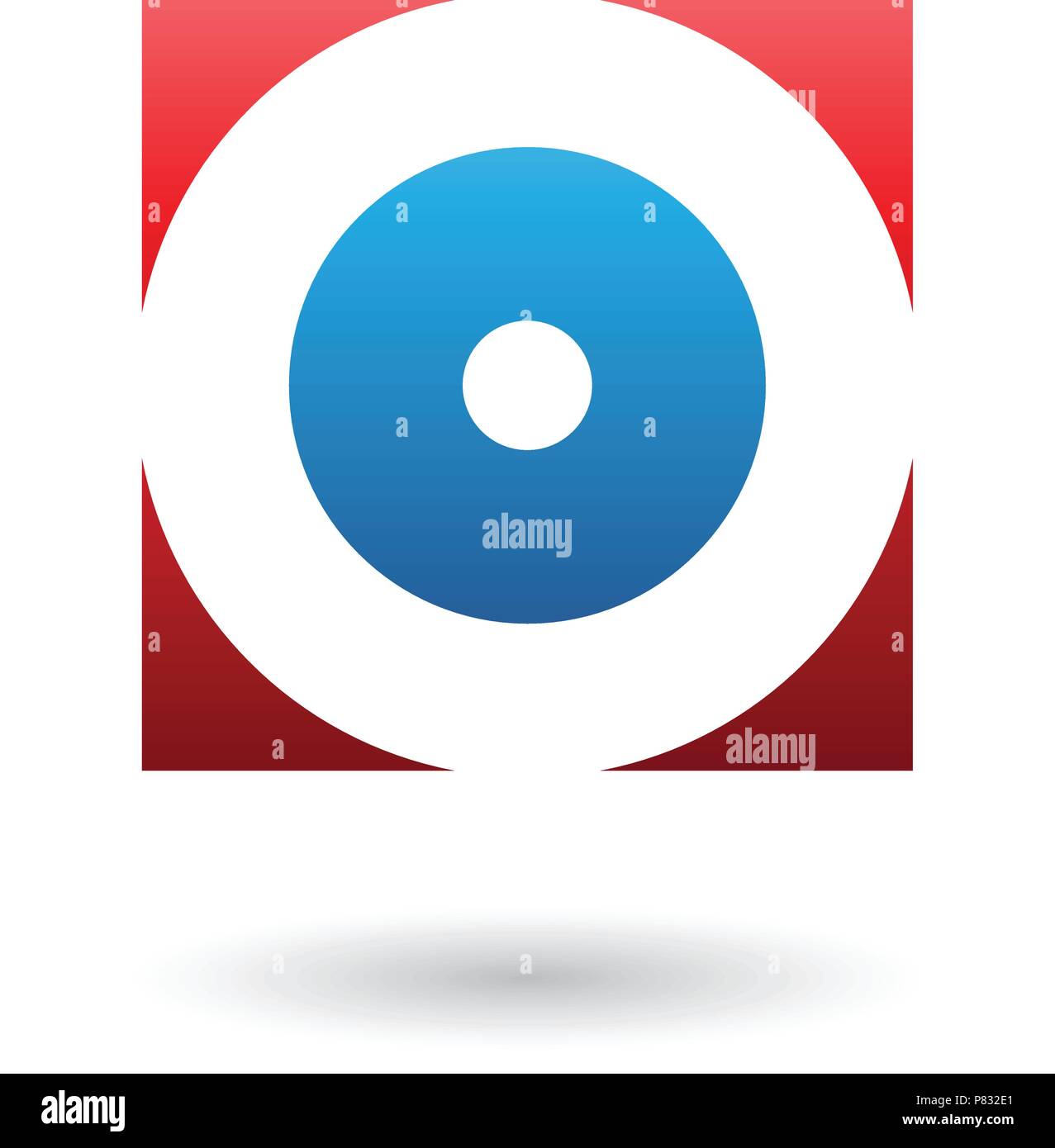 Vector Illustration of Red and Blue Square Icon of a Thick Letter O ...