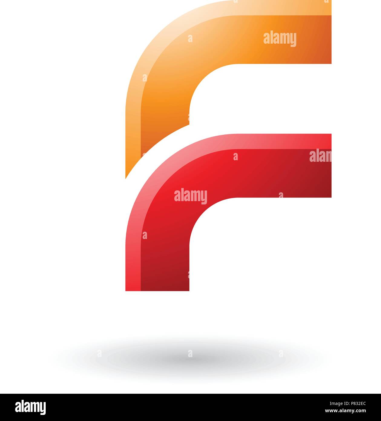 Vector Illustration of a Orange and Red Letter F with Round Corners ...