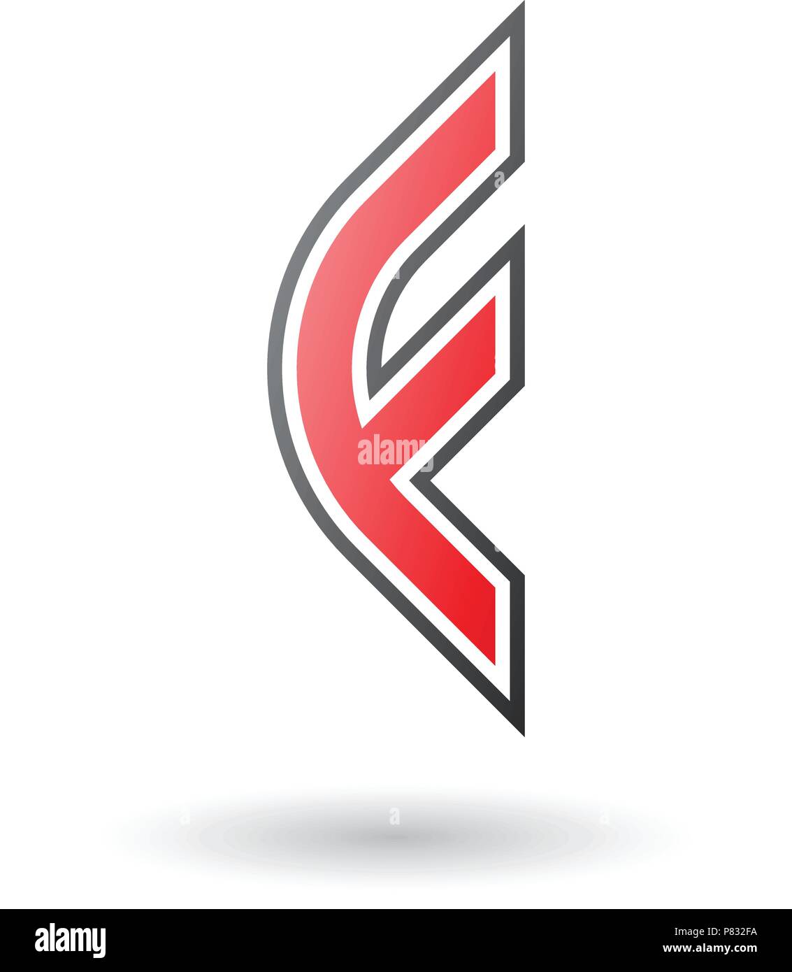 Vector Illustration of a Red Letter F Icon with Round Corners and Outer ...