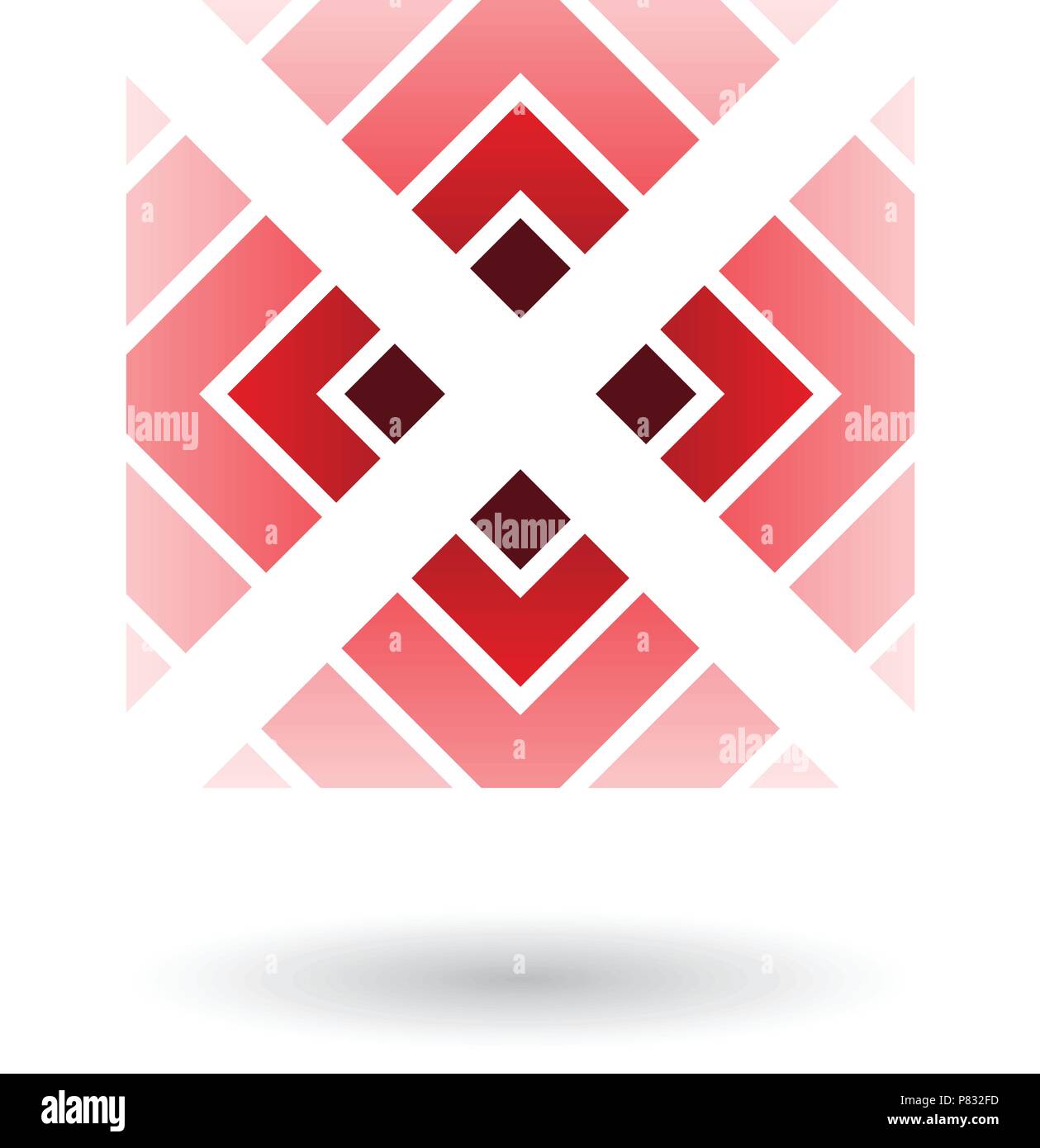 Vector Illustration of Red Letter X Icon with Square and Triangles ...