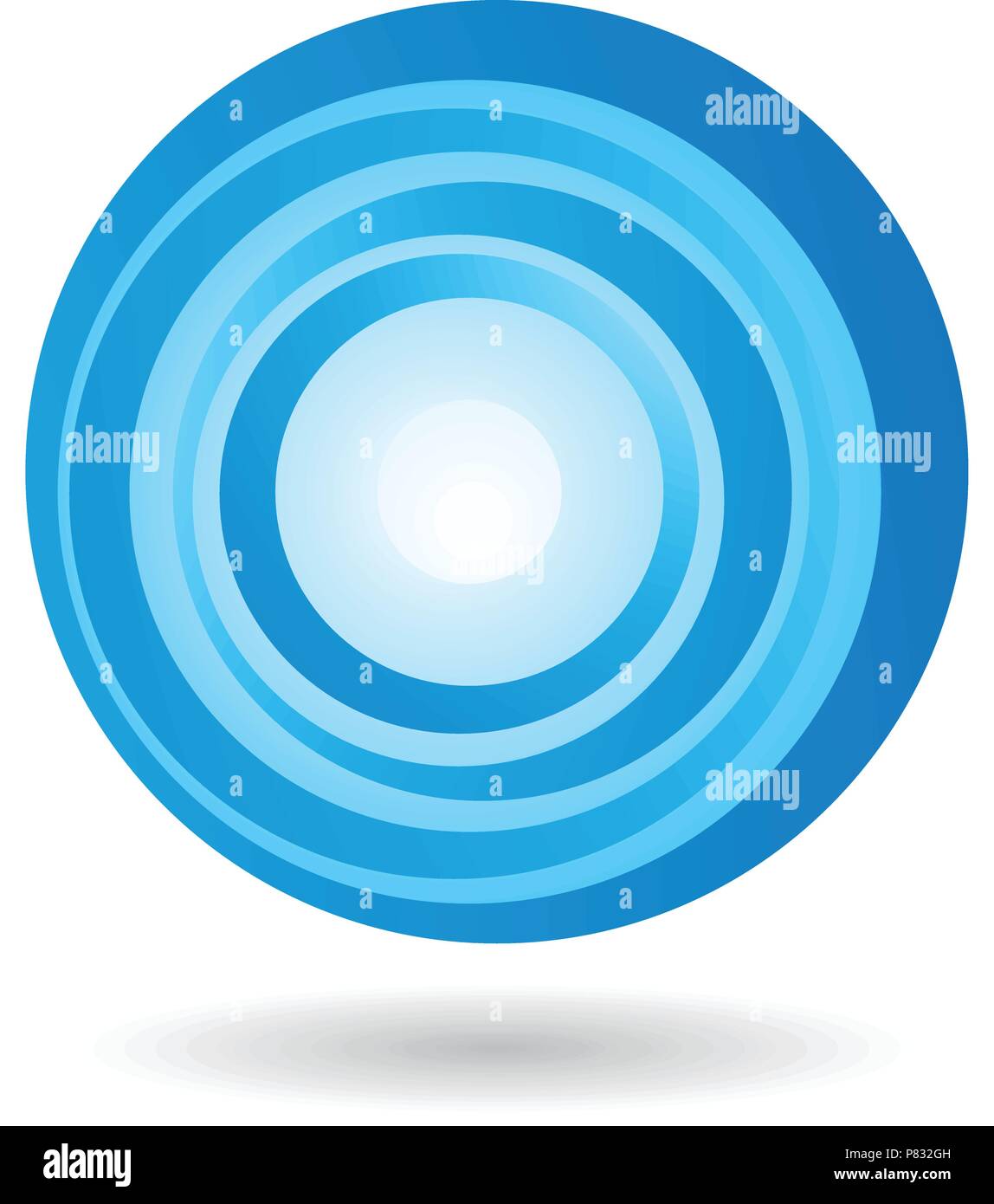 Vector Illustration of a Striped Blue Icon for Letter O isolated on a ...