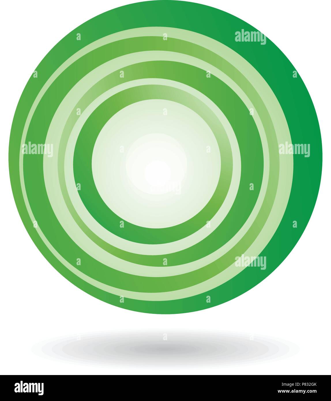 Vector Illustration of a Striped Green Icon for Letter O isolated on a ...