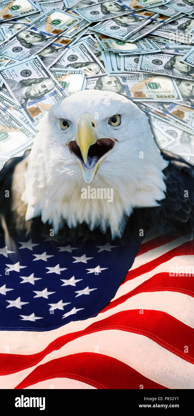 American eagle , flag and money Stock Photo - Alamy