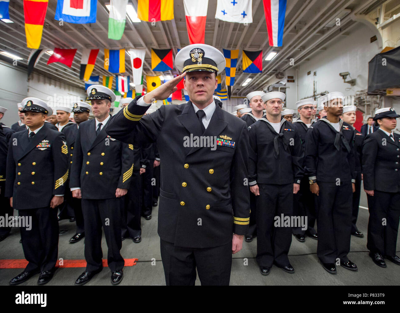 SASEBO, Japan (Jan. 9, 2017) Sailors attend an Amphibious Squadron ...