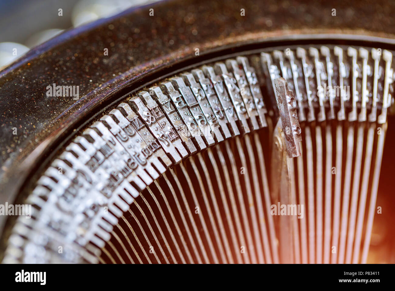 The text is typed on a vintage typewriter old dusty typewriter detail ...