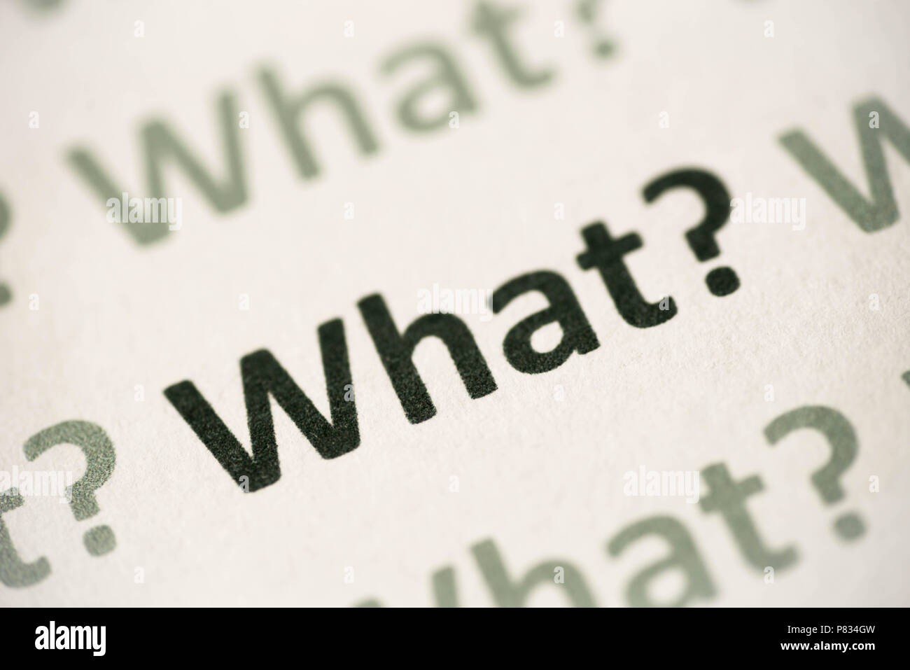 word what printed on white paper macro Stock Photo - Alamy