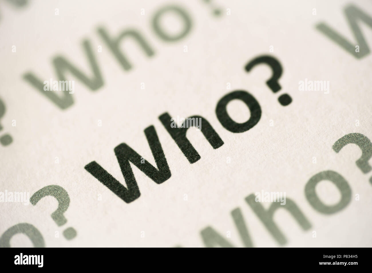 word who printed on white paper macro Stock Photo - Alamy