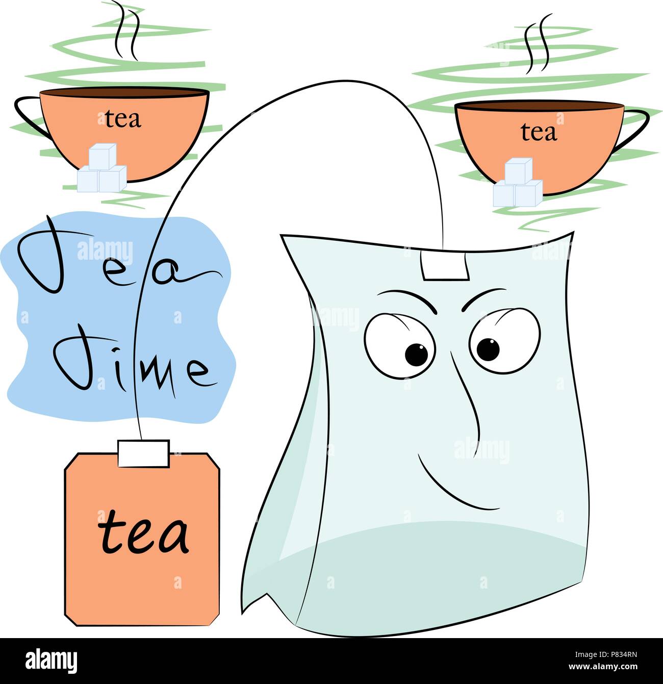 Tea time cartoon poster Stock Vector Image & Art - Alamy
