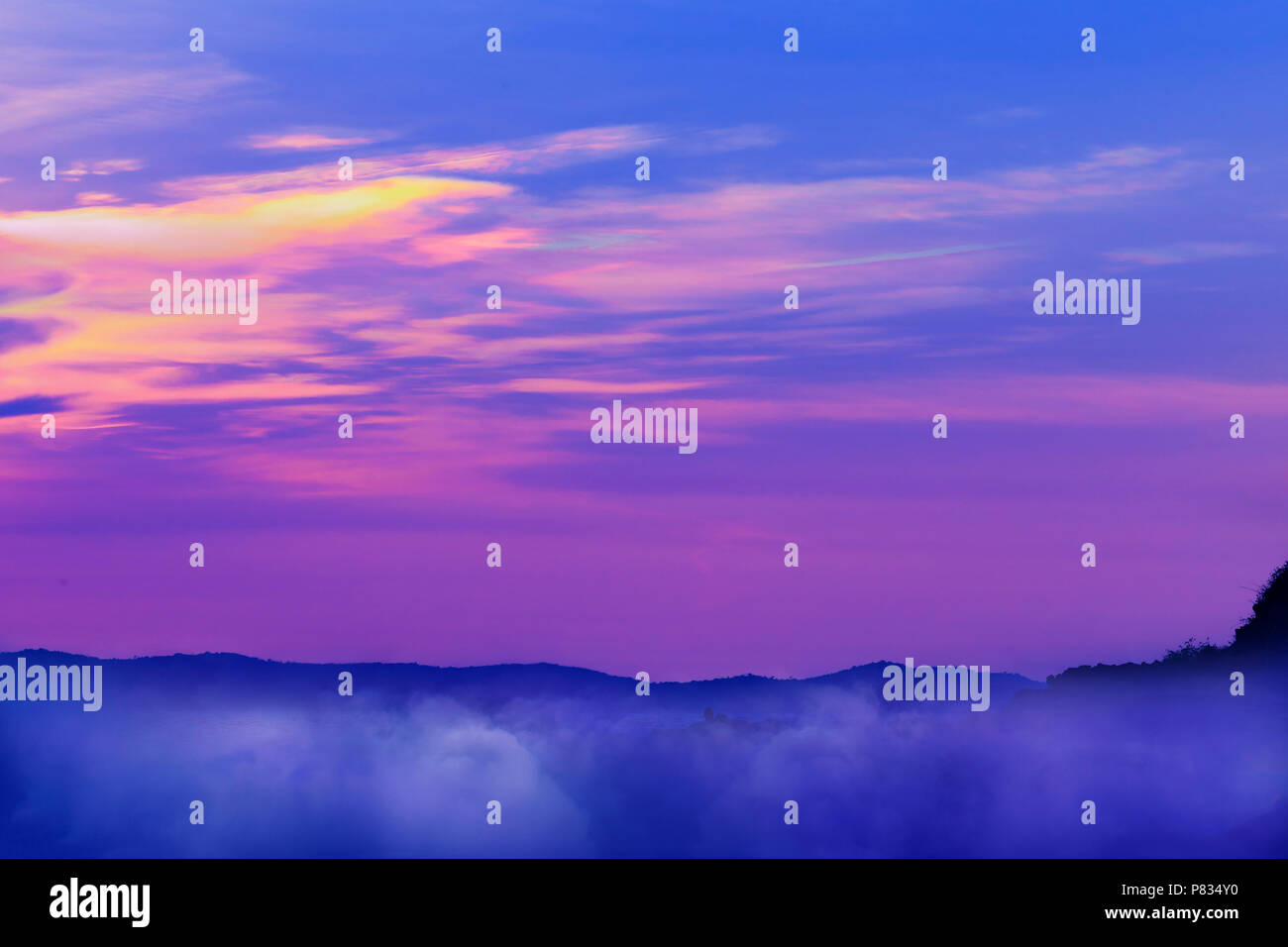 nature background of cloud and twilight sky over the mountain Stock ...