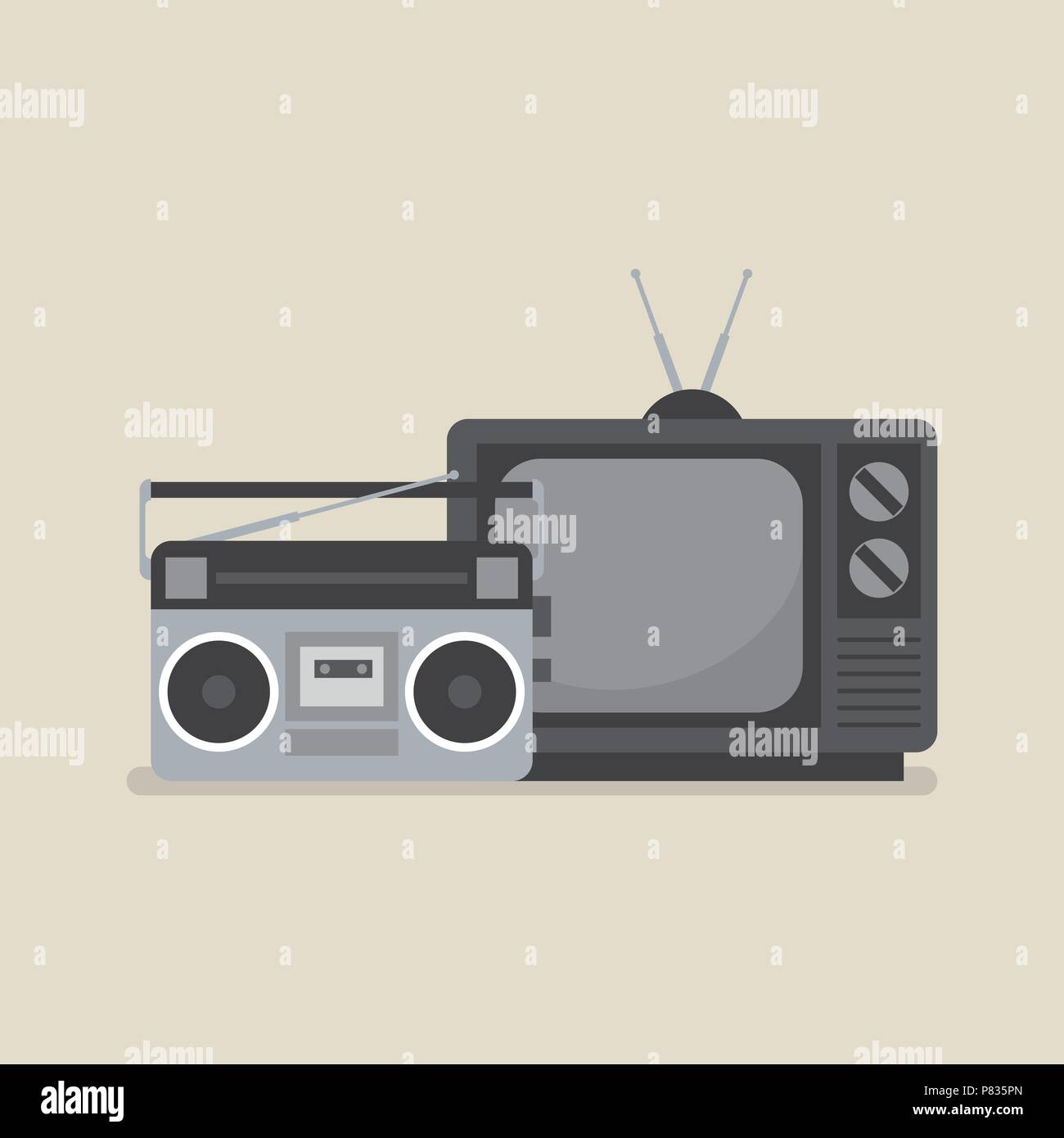 Retro television and radio. Vector illustration Stock Vector Image ...