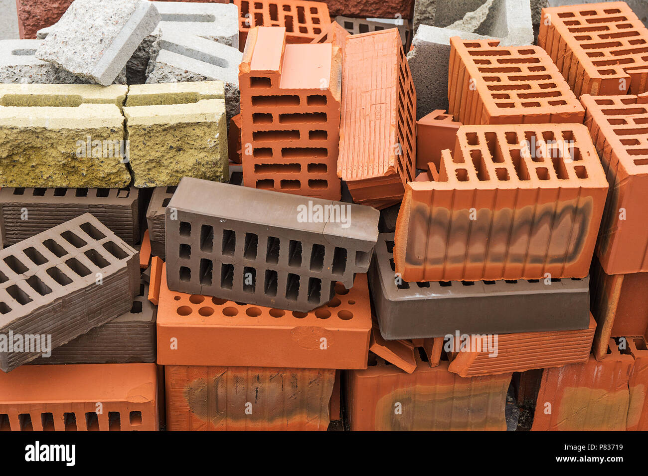 Broken bricks of various types Stock Photo - Alamy