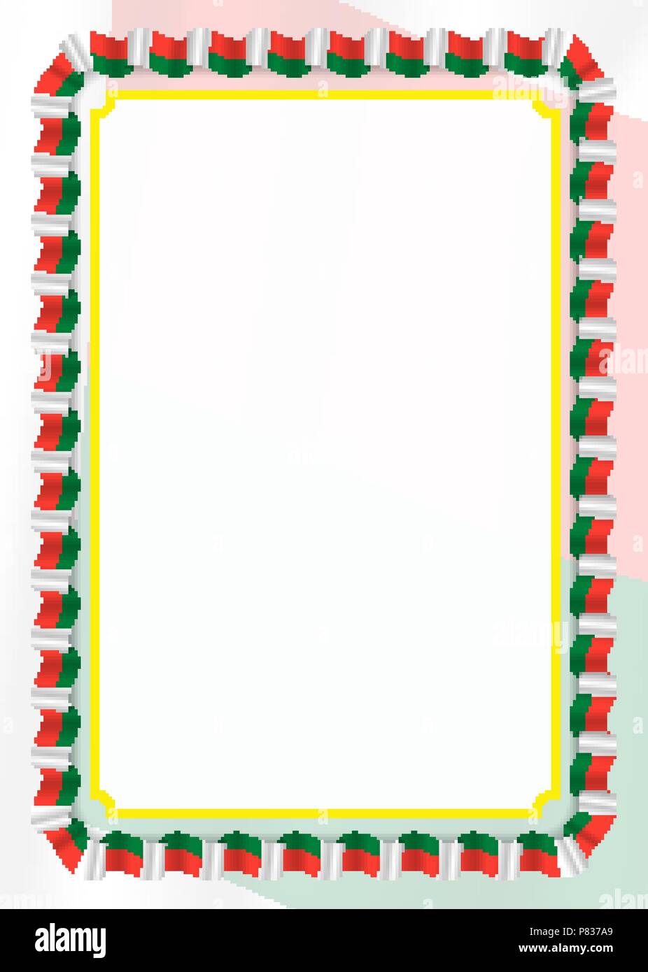 Frame and border of ribbon with Madagascar flag, template elements for ...