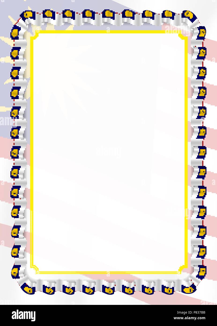 Frame and border of ribbon with Malaysia flag, template elements for ...
