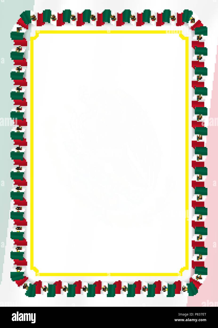 Frame and border of ribbon with Mexico flag, template elements for your ...