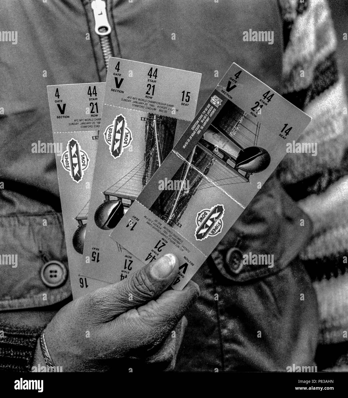 Stanford, California, USA. 20th Jan, 1985. Super Bowl tickets for sale ...