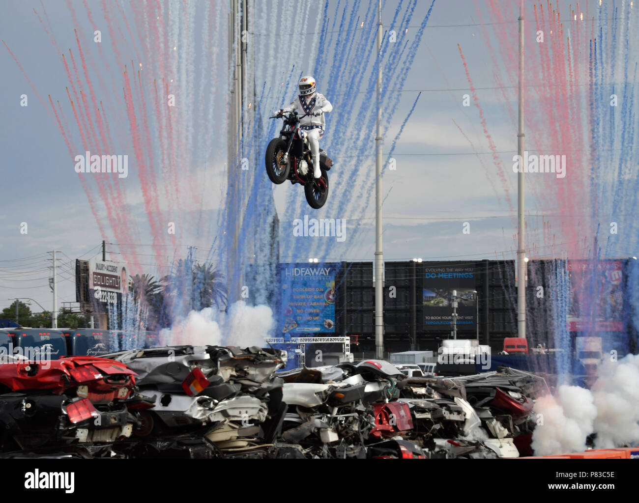 7-8-18. Las Vegas NV. X-Games rider Travis Pastrana does his first jump ...