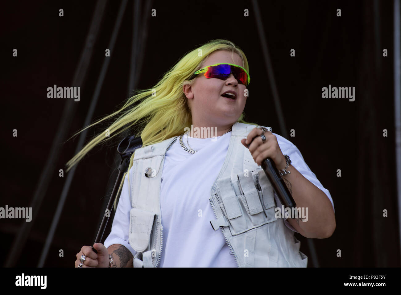 Turku, Finland. 8th July 2018. Finnish singer songwriter Alma ...
