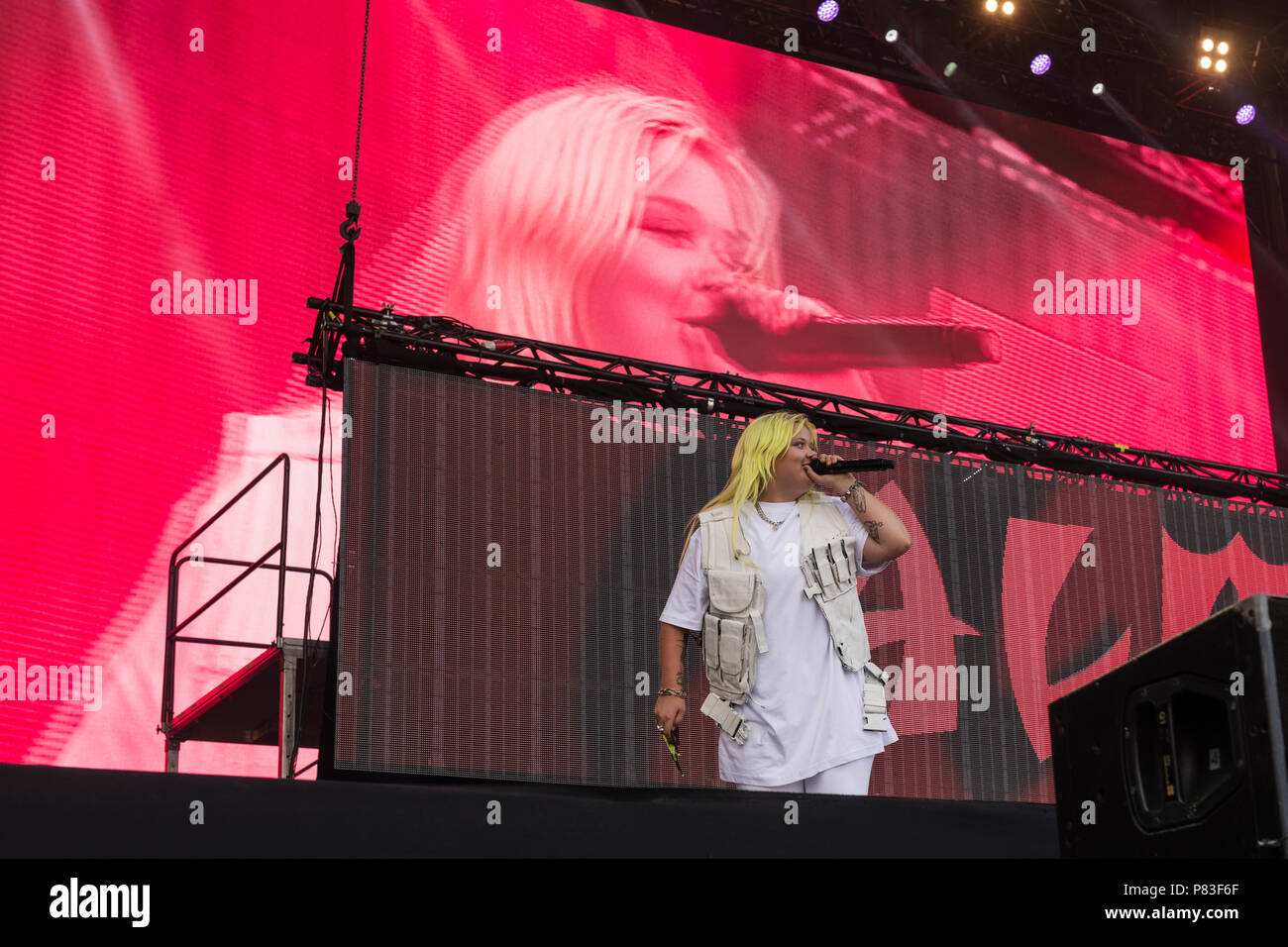 Turku, Finland. 8th July 2018. Finnish singer songwriter Alma ...