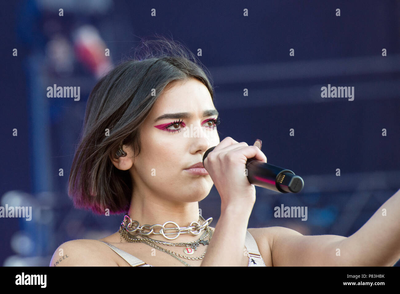 Turku, Finland. 8th July 2018. British singer songwriter Dua Lipa ...