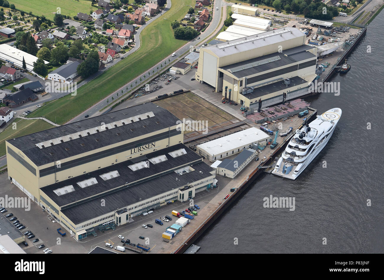 15 June 2018, Germany, Bremen: The aerial view shows the Luerssen ...