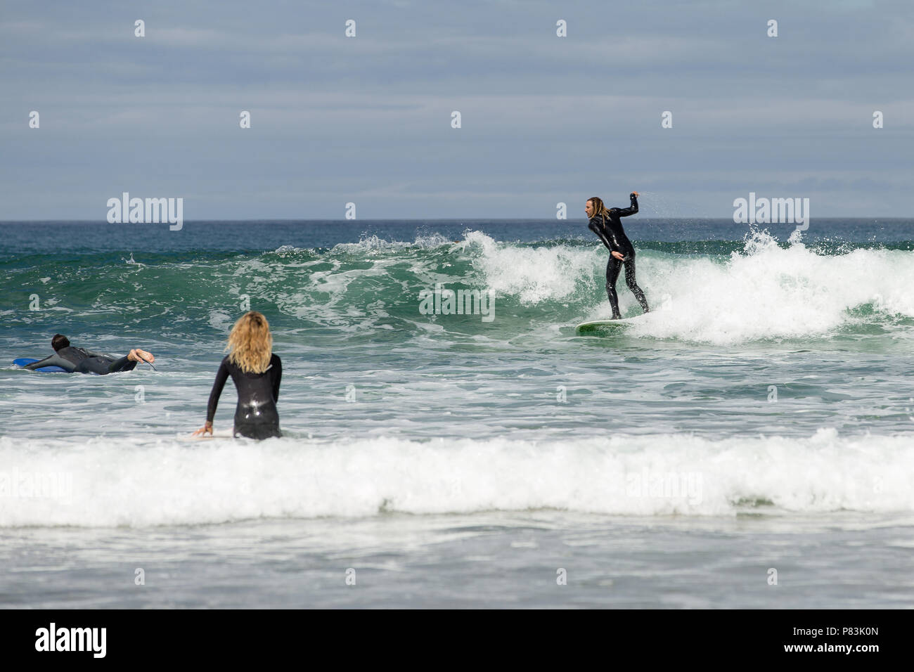 Strandhill, Sligo, Ireland. 8th July 2018: Surfers enjoying the great ...