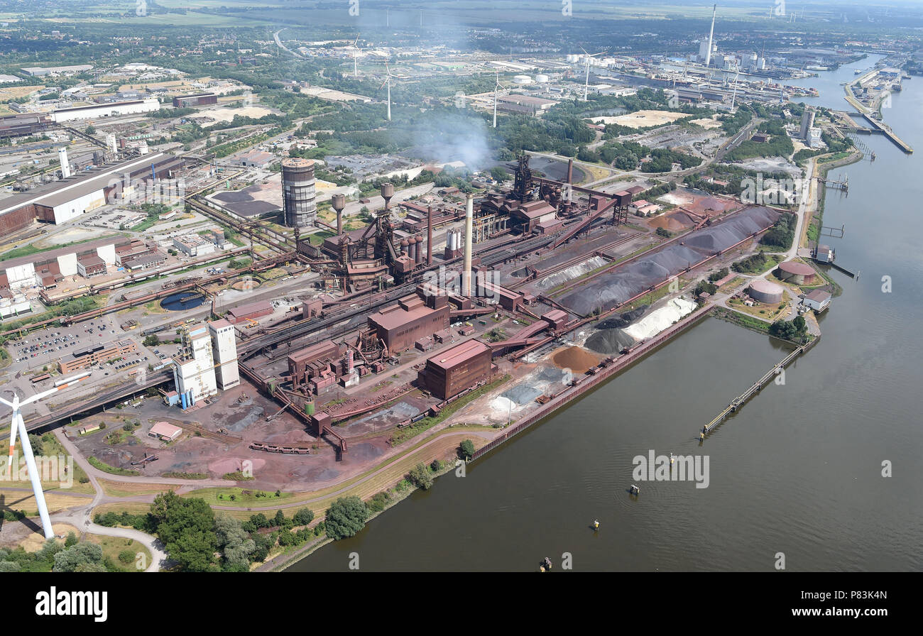 Bremen, Germany. 15th June, 2018. The aerial view shows the steelwork ...