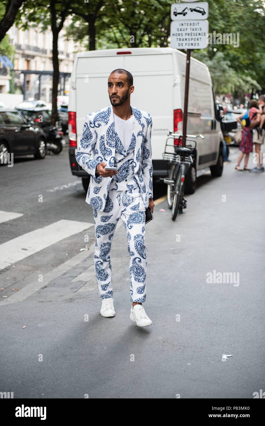 Designer Jammad Hamza posing on the street before the Liu Chao runway ...