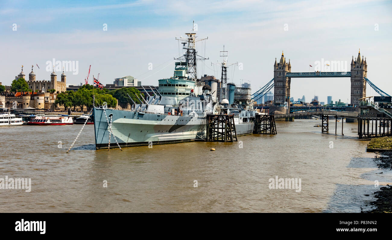 HMS Belfast, a light cruiser which was built by Harland and Wolfe in ...
