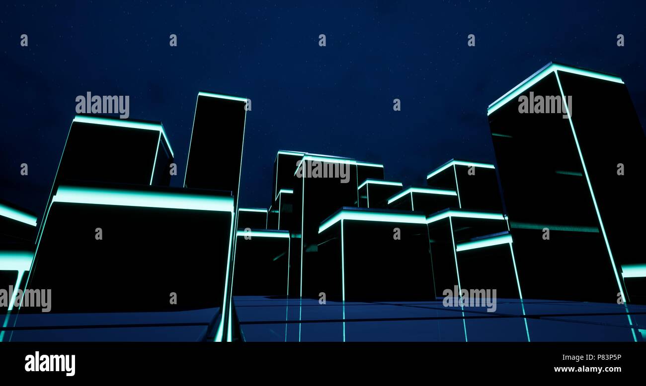 techno city lanscape, wallpaper Stock Photo - Alamy