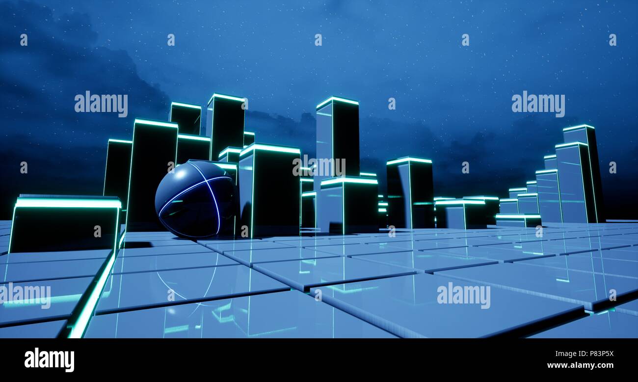 techno city lanscape, wallpaper Stock Photo - Alamy