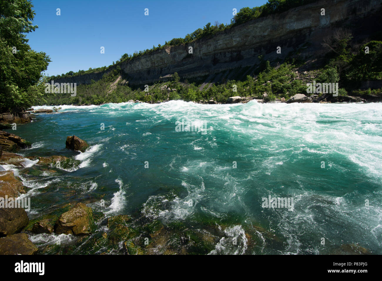 the Niagara River’s Class 6 white-water rapids as seen from the White ...