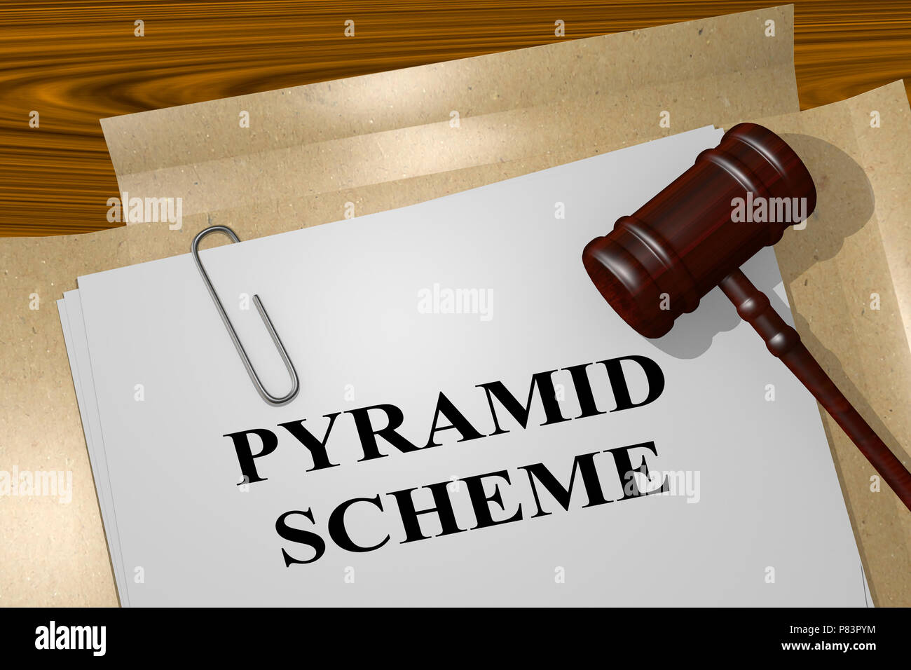 3D illustration of PYRAMID SCHEME title on legal document Stock Photo ...