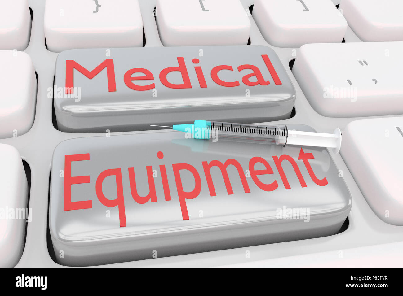 3D illustration of computer keyboard with the script Medical Equipment ...