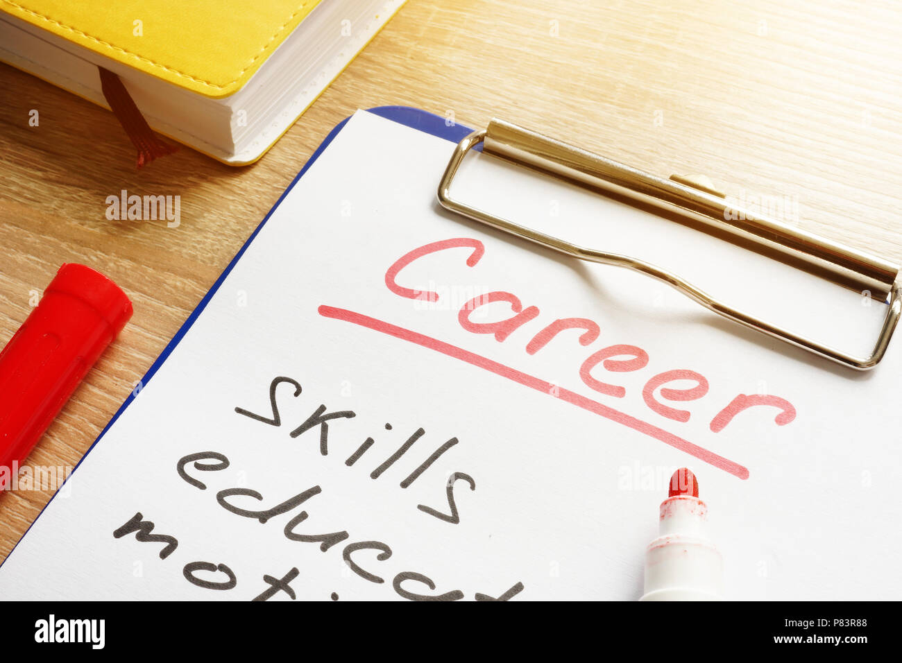 Word Career and list for development and planning Stock Photo - Alamy