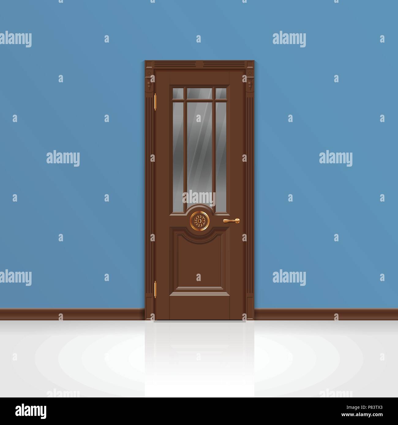 wooden entrance door vector Stock Vector Image & Art - Alamy