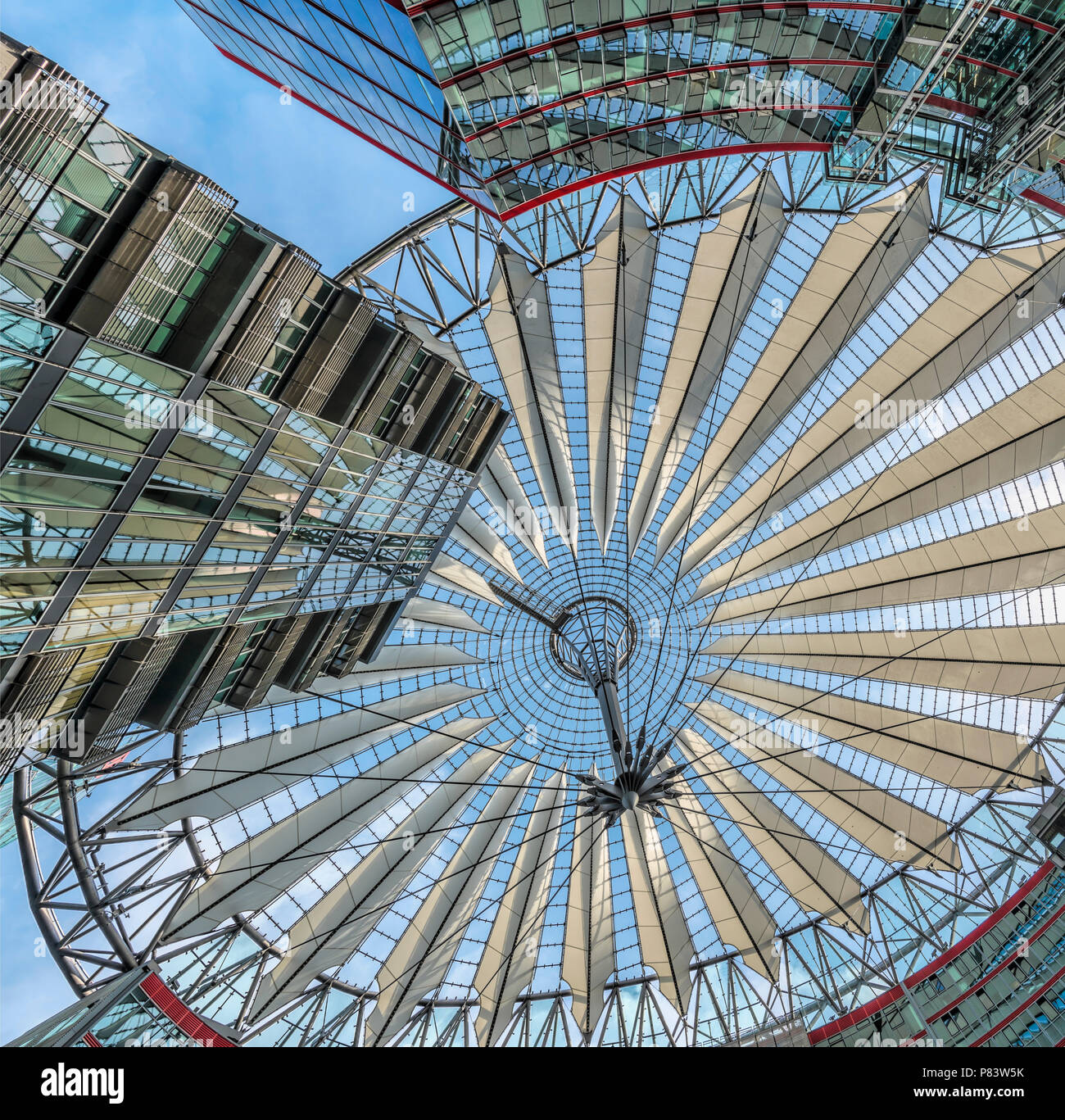 Futuristic architecture of the Sony Center at Potsdamer Platz, Berlin ...