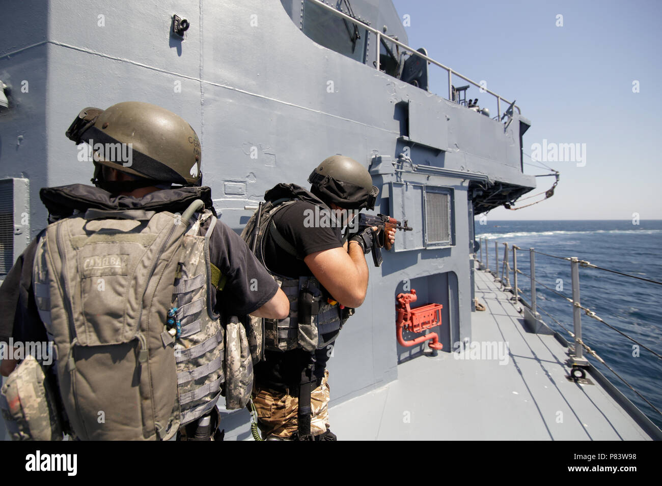 CONSTANTA, ROMANIA - JUNE 20, 2018: Romanian special forces marines get ...
