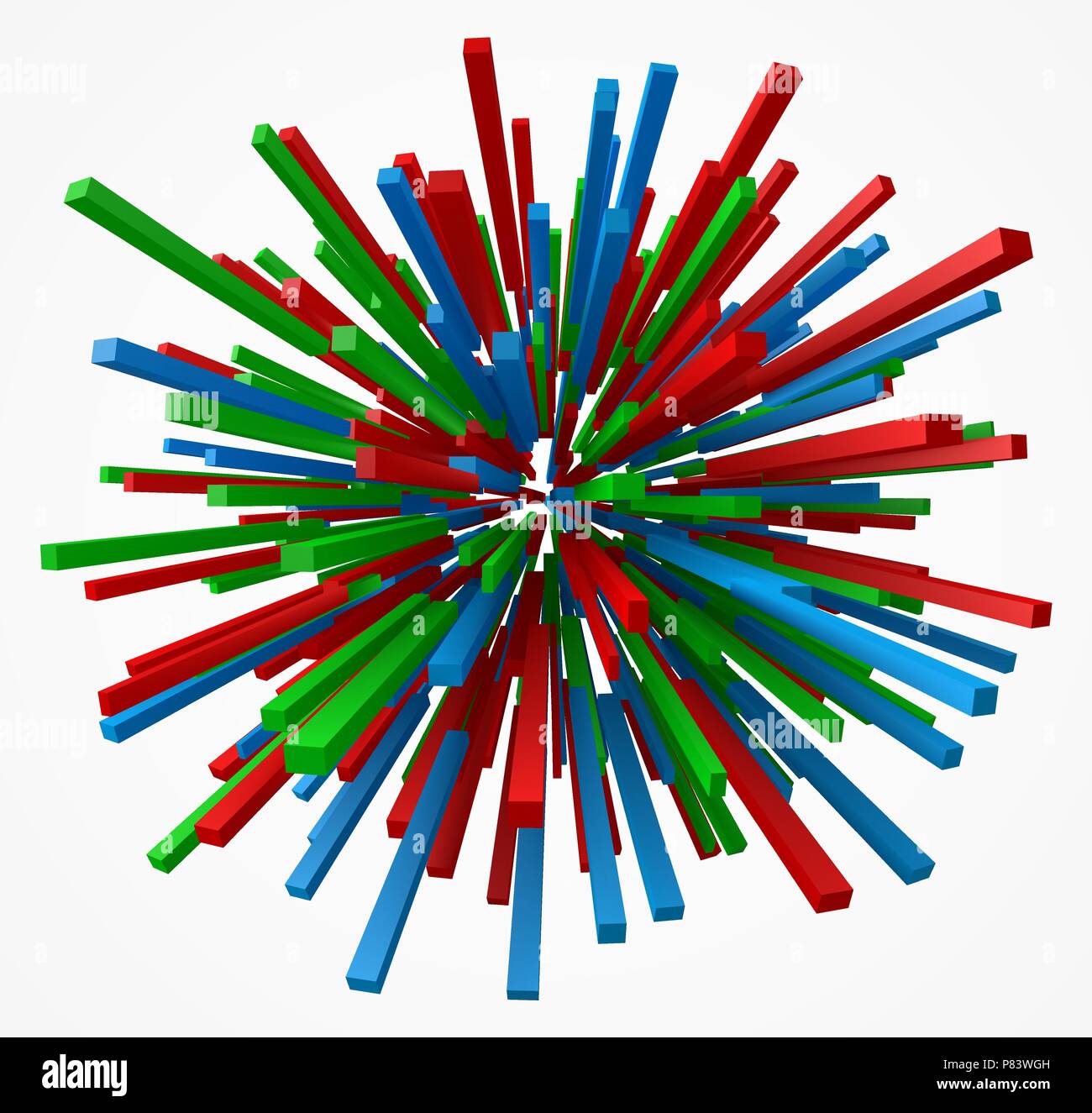 colorful square rods from center. 3d style vector illustration Stock ...