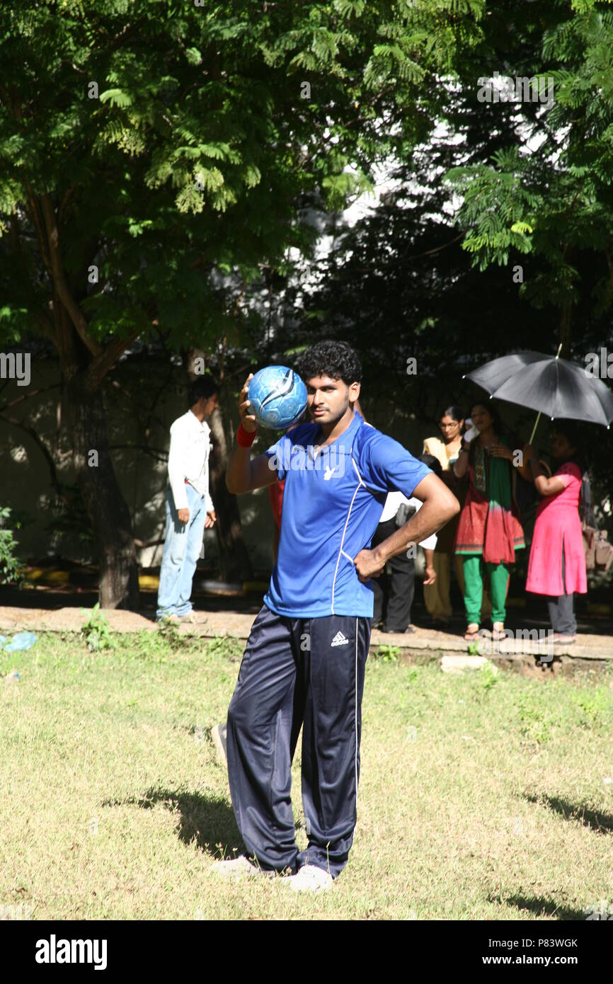 Students are trained to participate in football tournaments Stock Photo ...