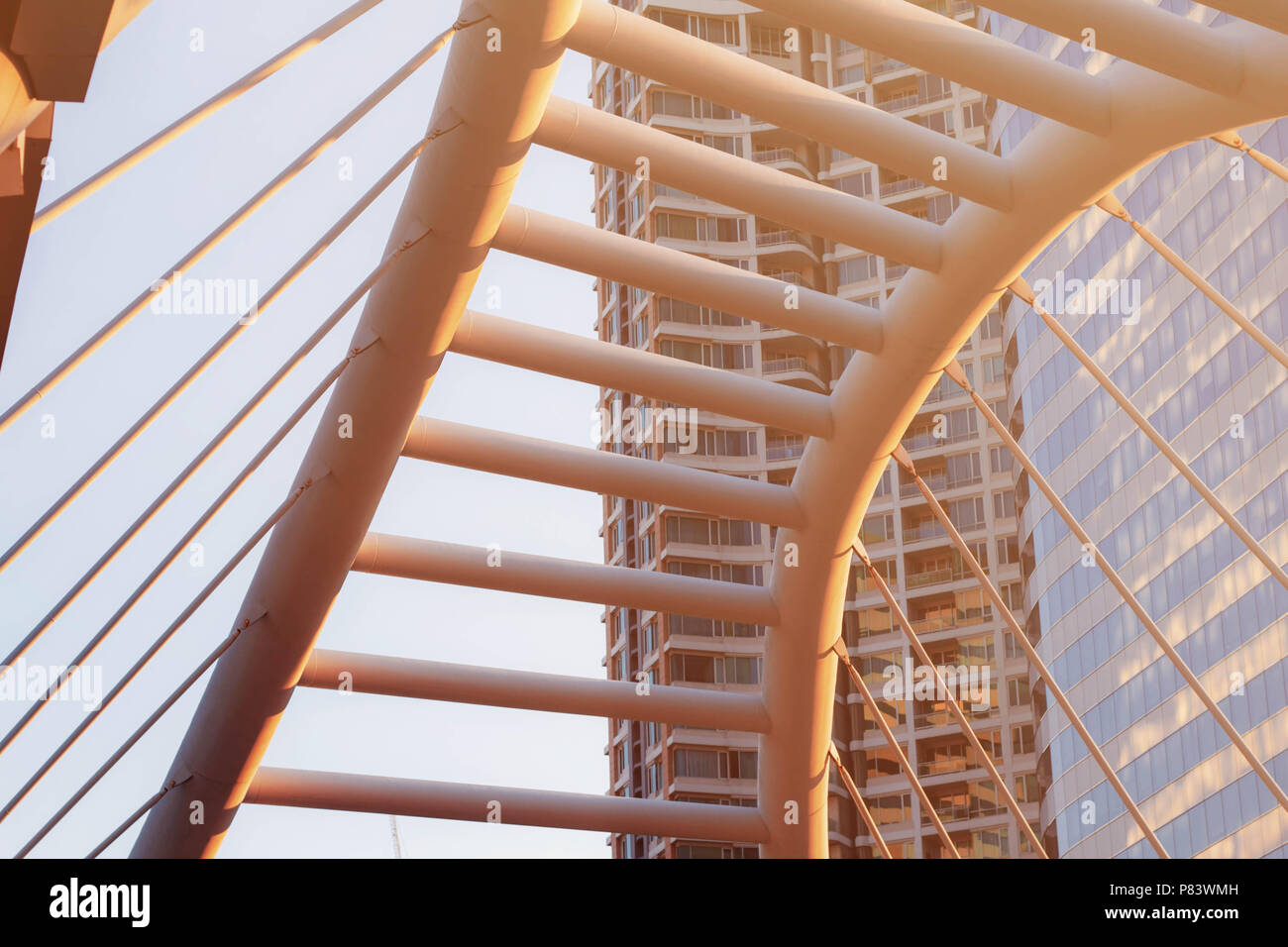 Bridge of landmark and building with the sunset Stock Photo - Alamy