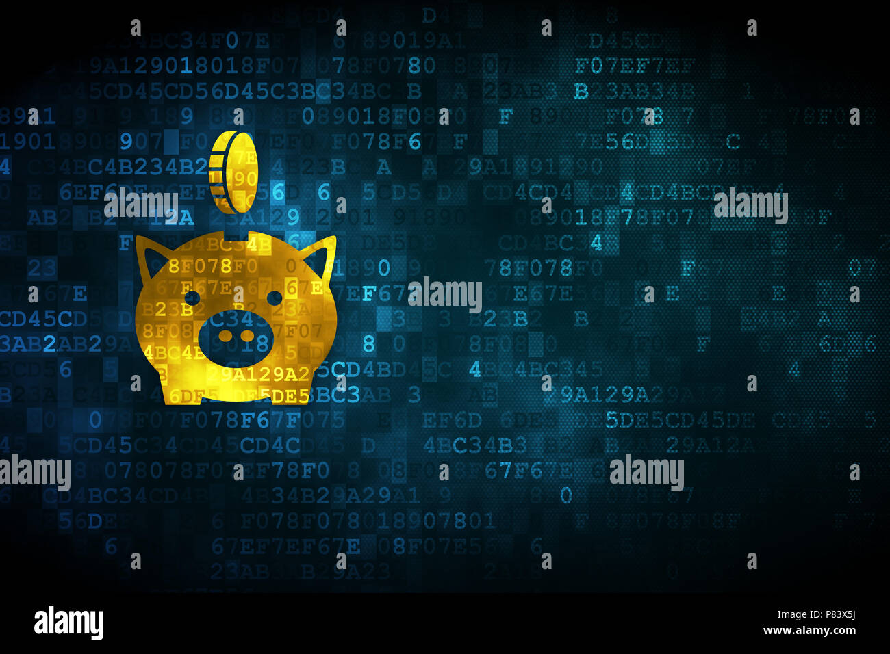 Money concept: Money Box With Coin on digital background Stock Photo ...