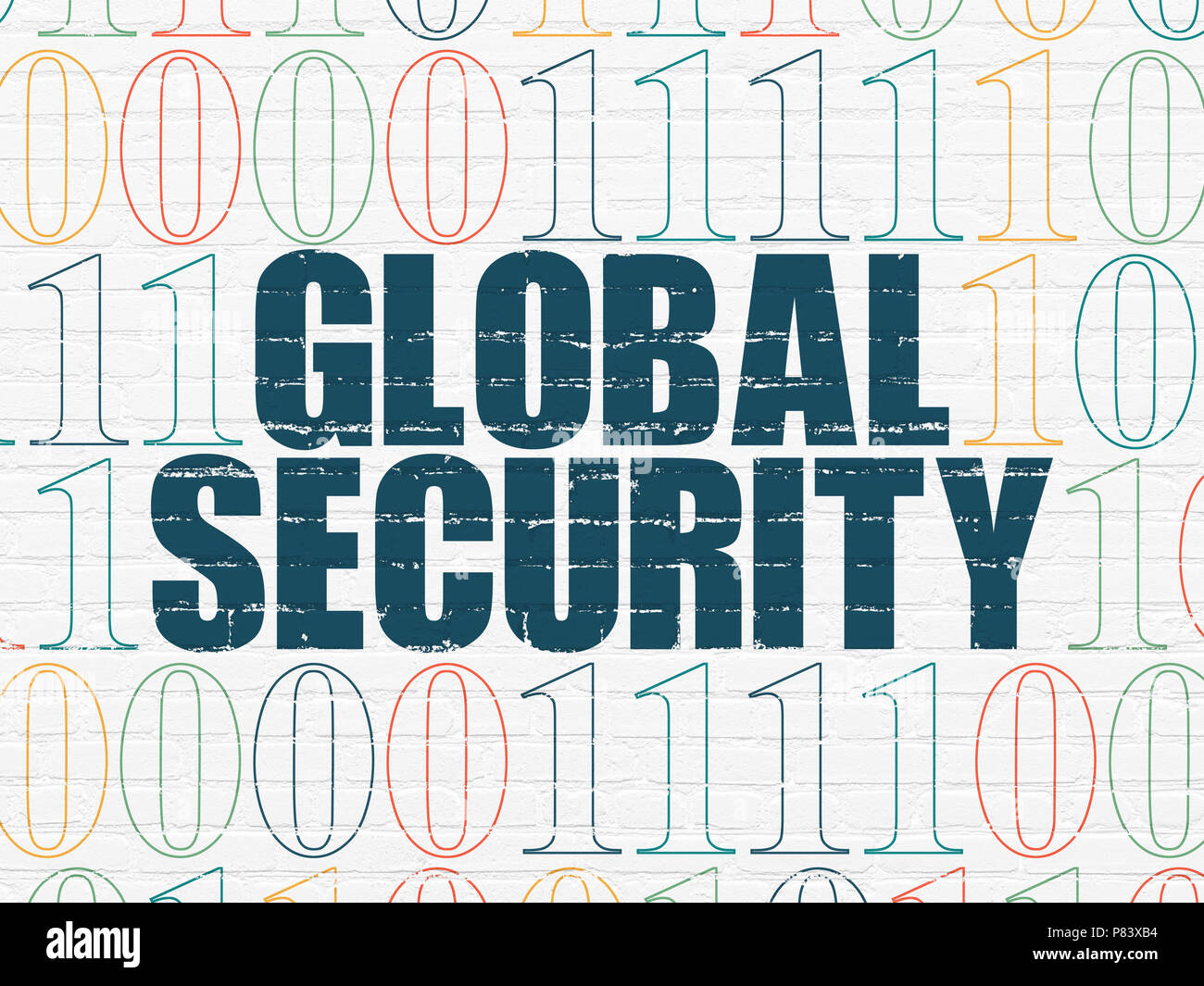 Protection concept: Global Security on wall background Stock Photo - Alamy