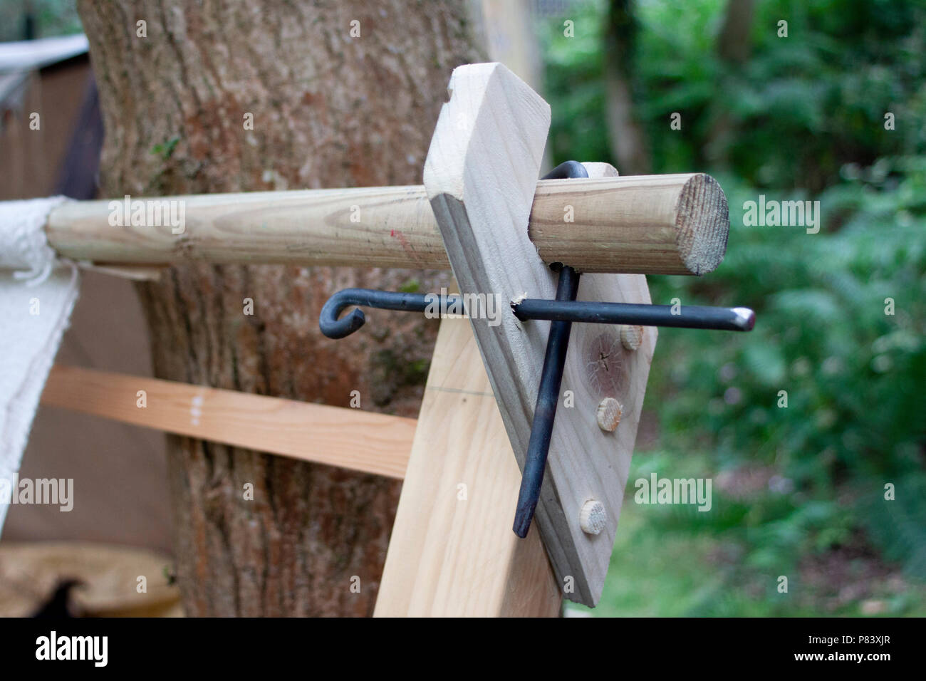 Traditional medieval or viking cloth weaving loom Stock Photo - Alamy