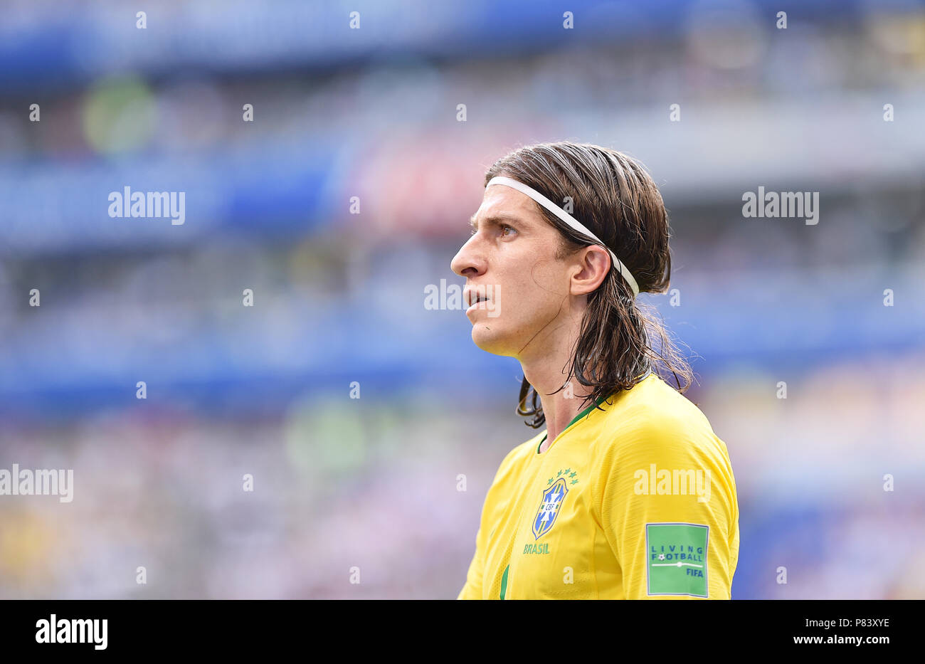 SAMARA, RUSSIA - JULY 02: Filipe Luis of Brazil looks on during the ...