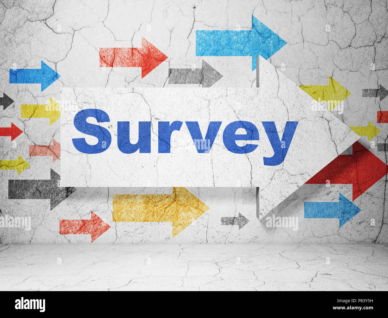 Science concept: arrow with Survey on grunge wall background Stock ...