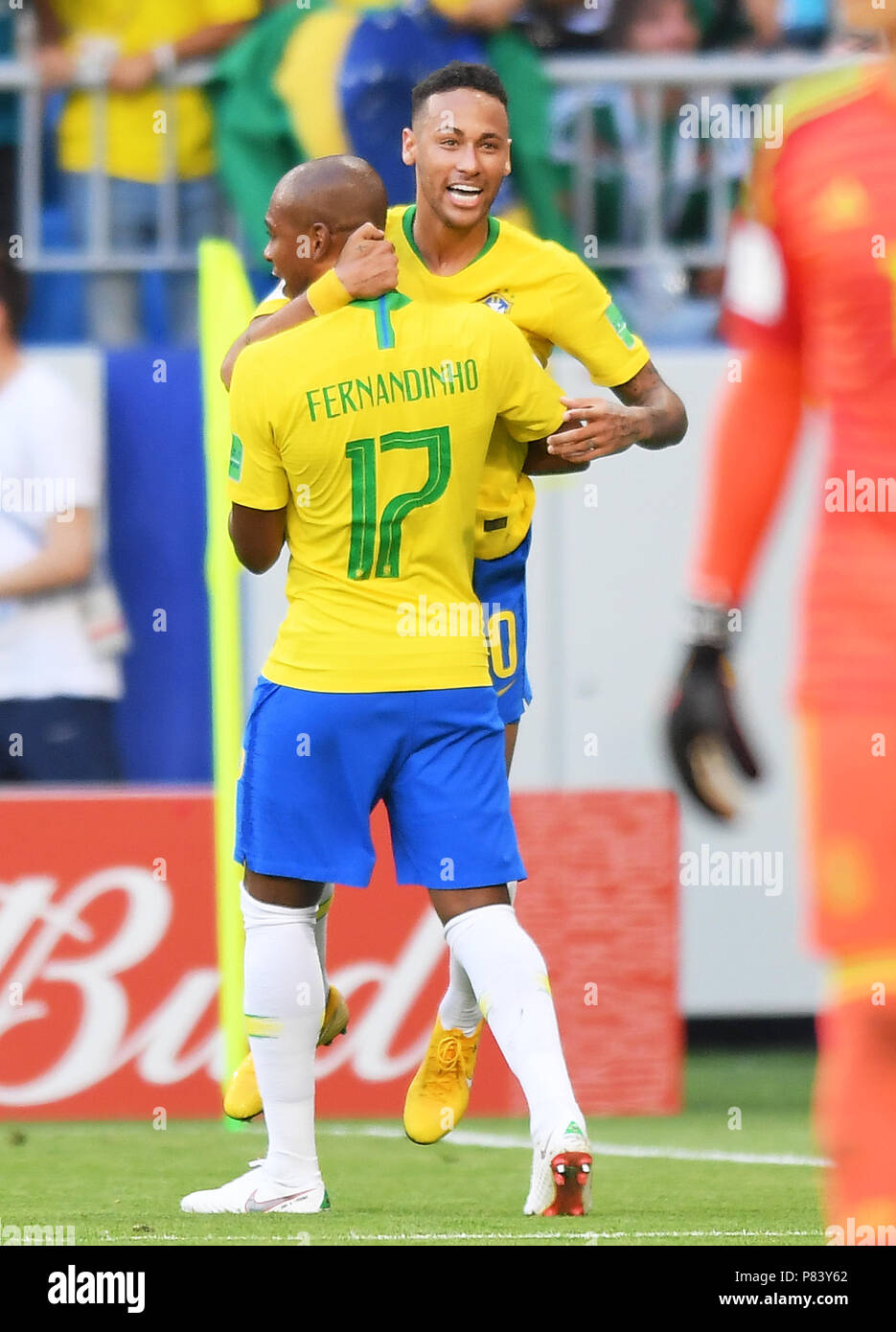 SAMARA, RUSSIA - JULY 02: Fernandinho, Neymar of Brazil celebrate ...