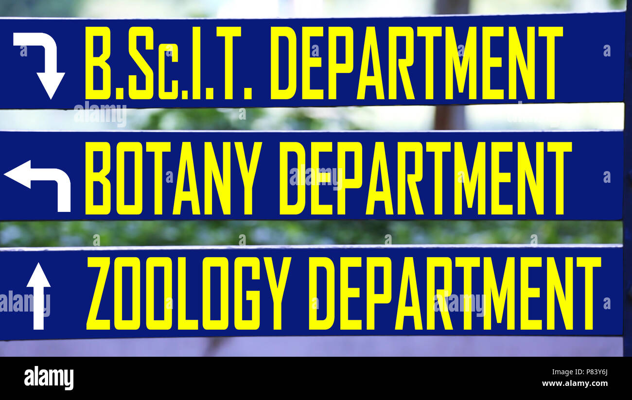 college direction and sign board Stock Photo - Alamy