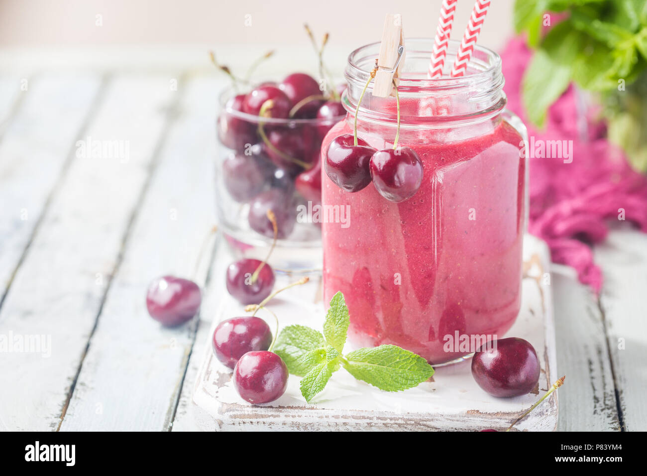 Healthy cherry smoothie Stock Photo - Alamy