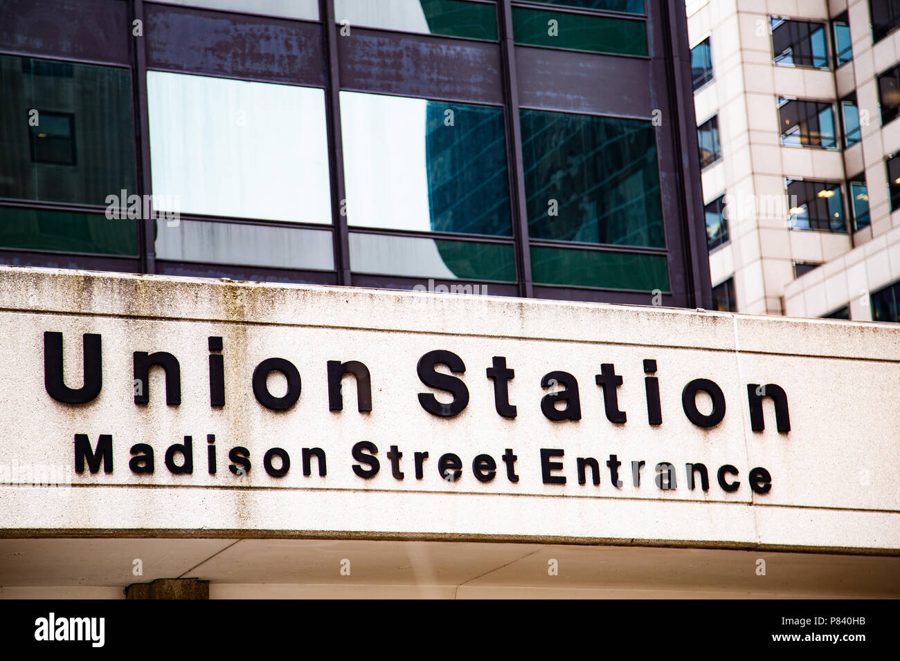 The Madison Street Entrance to Union Station in Chicago Stock Photo - Alamy