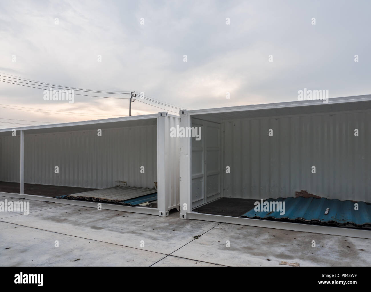 Empty container box for modify to the small shop in the outdoor walking ...